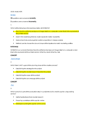 Sophia Visual Communication Milestone 1 - 25/26 that's 96% RETAKE 25 questions were answered ...
