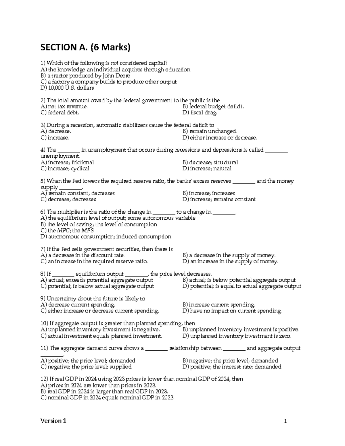 Macro Mock Exam - MOCK TEST THẦY NGUYỄN PHÚC HẢI (Version 1) - Studocu