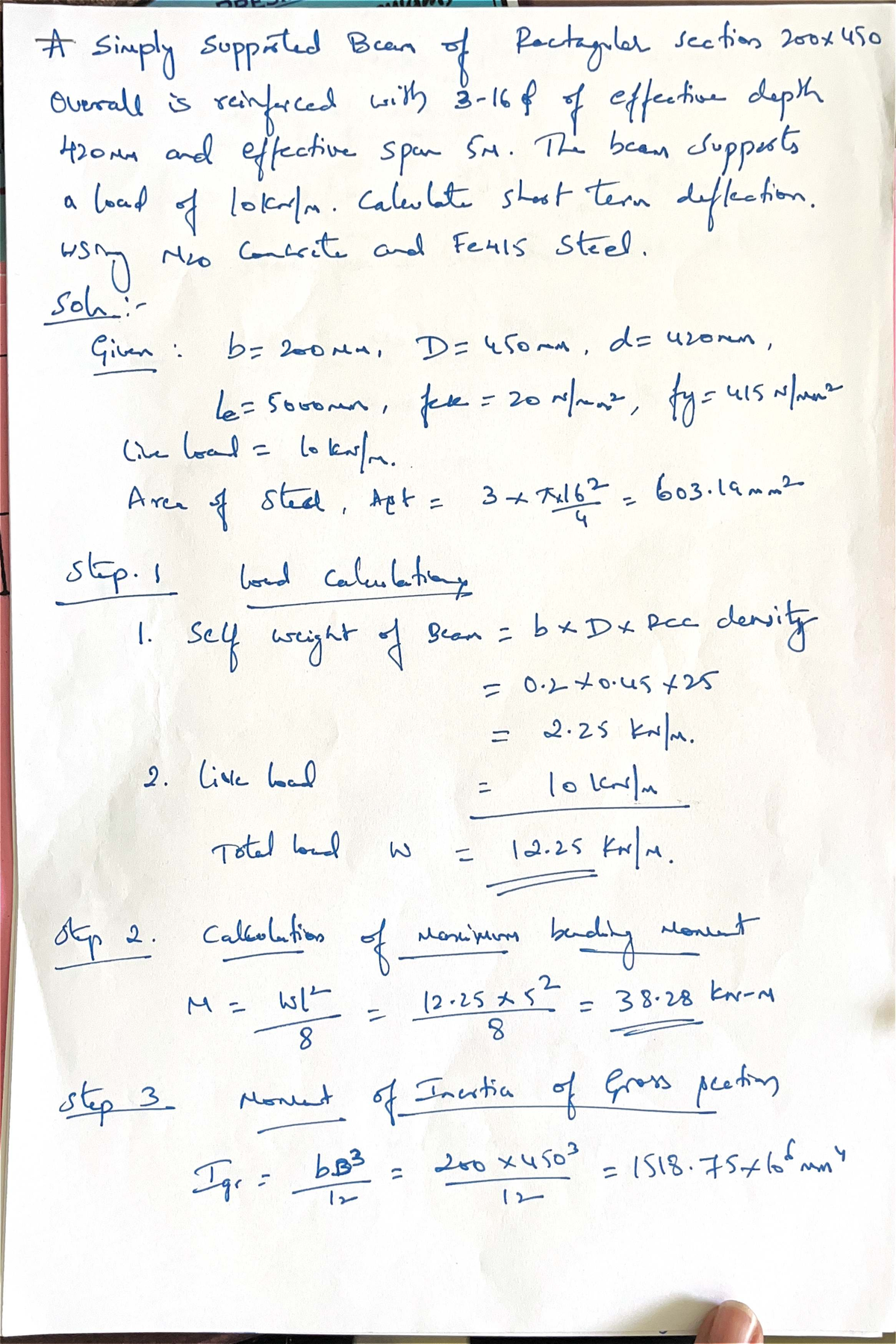 Short and Long Term Deflection Analysis of Simply Supported Beam (CIV ...