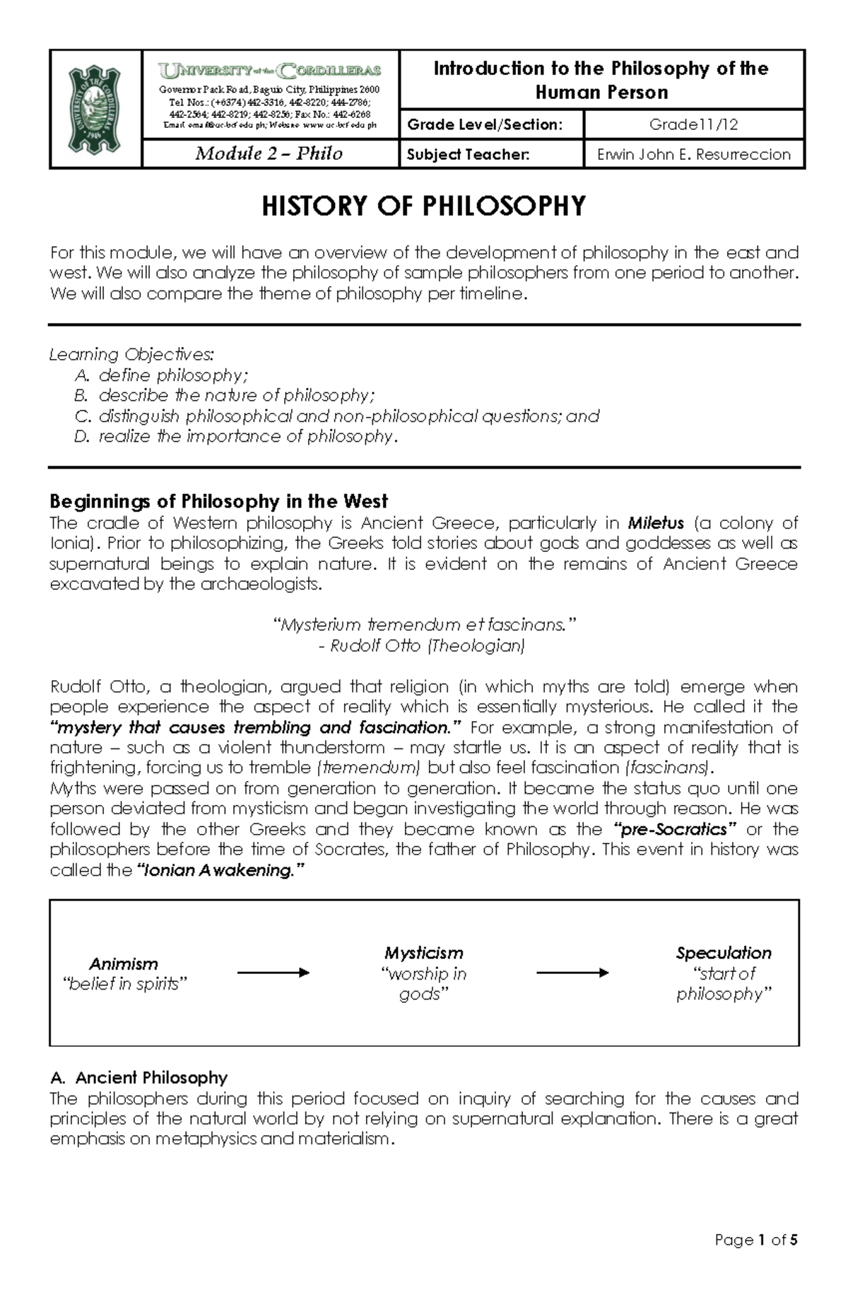 475978190 Philo Module 2: Overview of Philosophy's History - Studocu