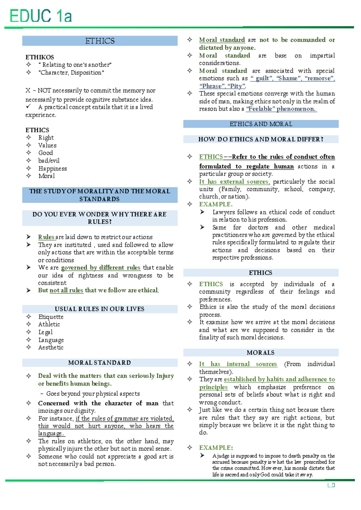ETHICS 101: Prelim Lecture Notes on Morality and Cultural Influence ...