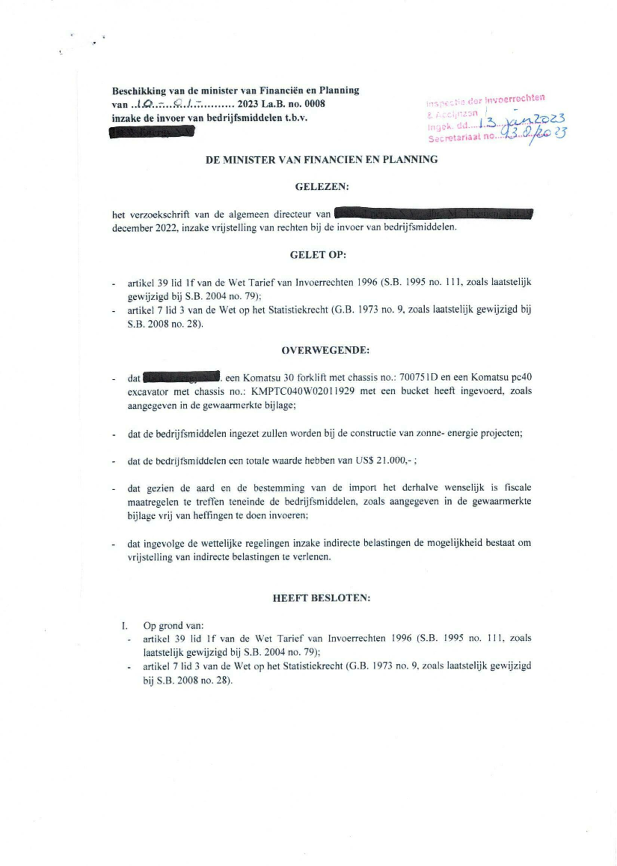 02-1 Beschikking Invoer Bedrijfsmiddelen 0001 - Belangrijke Informatie ...