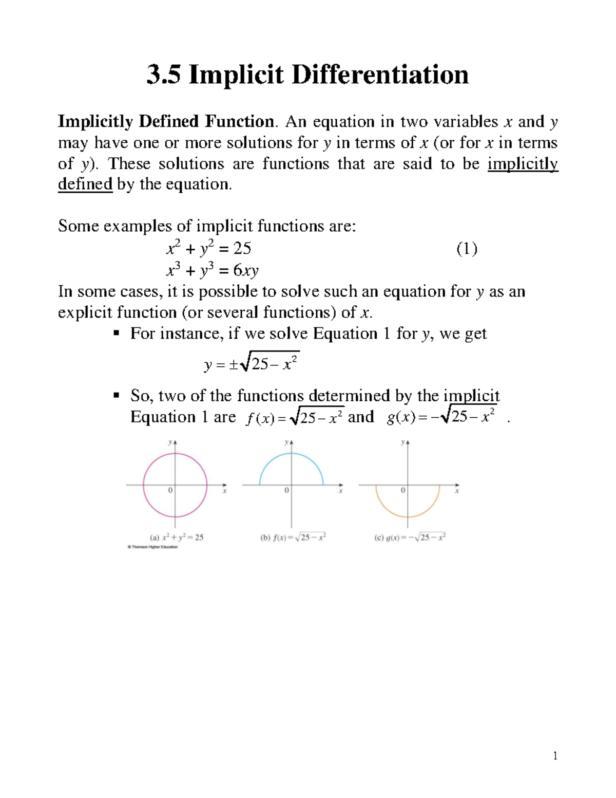 3.5 Implicit Differentiation: Understanding Implicitly Defined ...