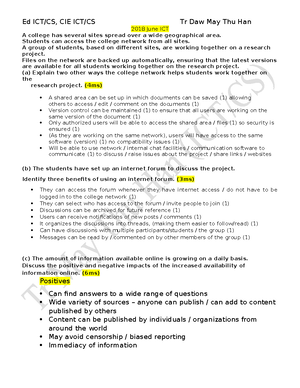 ICT Chapter Notes - Cambridge IGCSE – May/June 2015 0478 12 1 (a) 1 ...