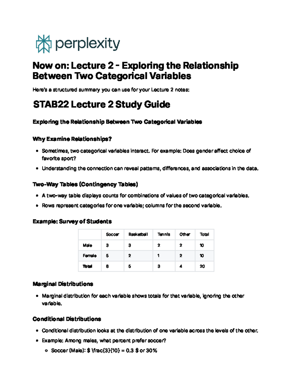 STAB22 Lecture 2 Study Guide: Categorical Variables Relationships - Studocu