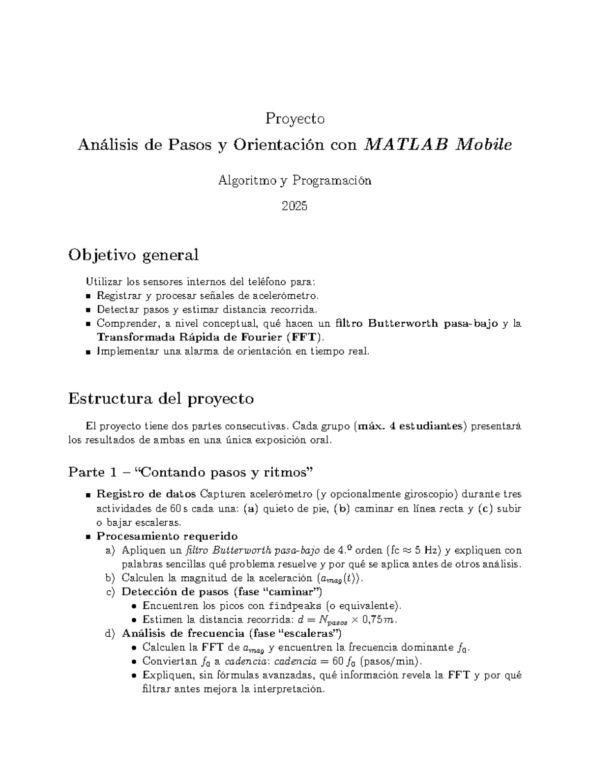 Proyecto de Análisis de Pasos y Orientación con MATLAB 2025 - Studocu