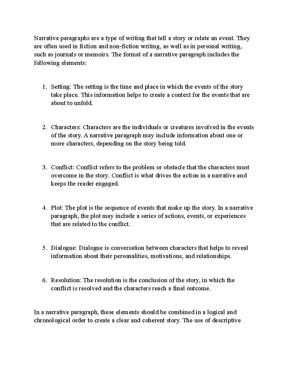 Narrative paragraphs - They are often used in fiction and non-fiction ...
