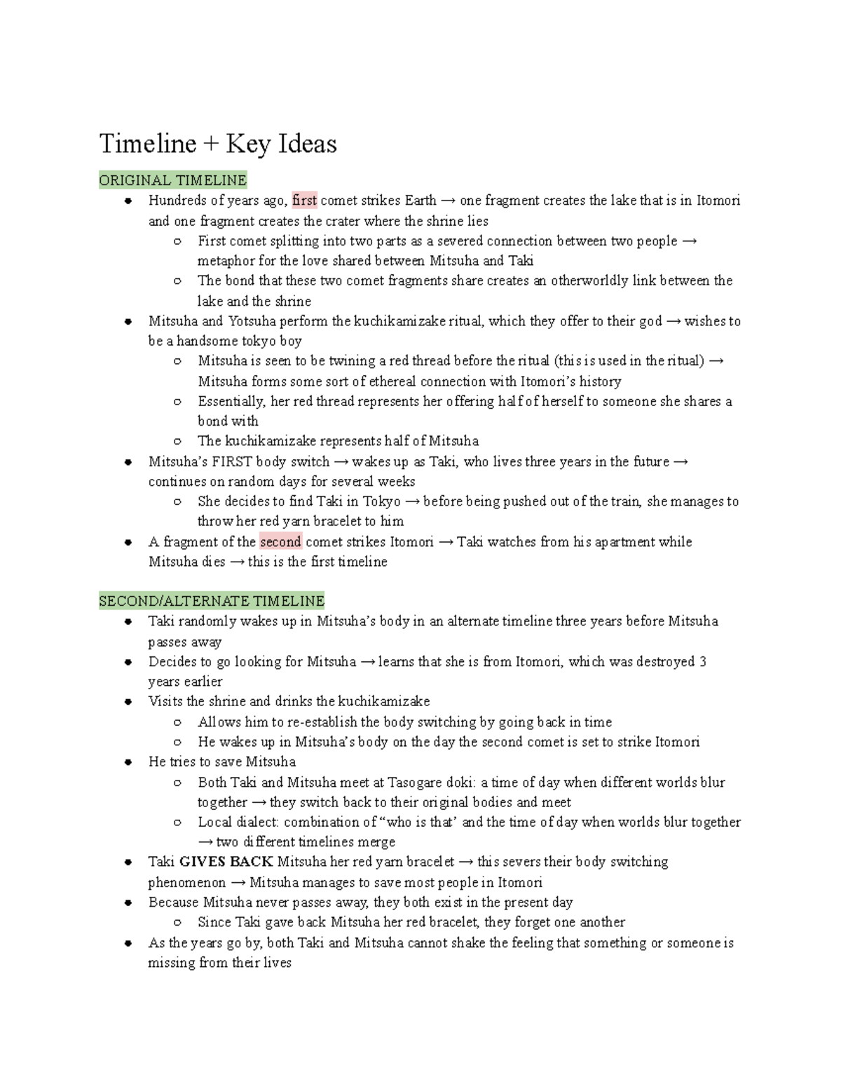HSC Japanese Extension - Kimi no na wa Extract Key Concepts & Notes ...