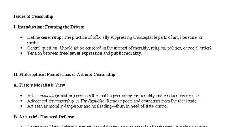 Censorship - Exam Notes (Course Code: CENS101) - Studocu