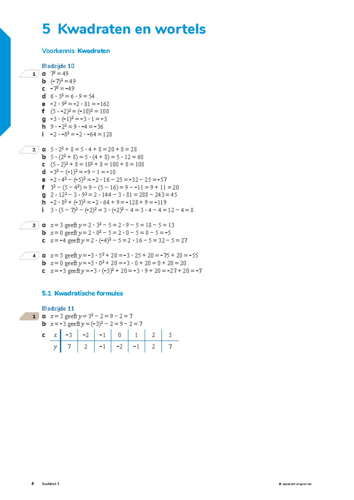 Uitwerkingen Hoofdstuk 5: Kwadraten en Wortels (Wiskunde) - Studeersnel