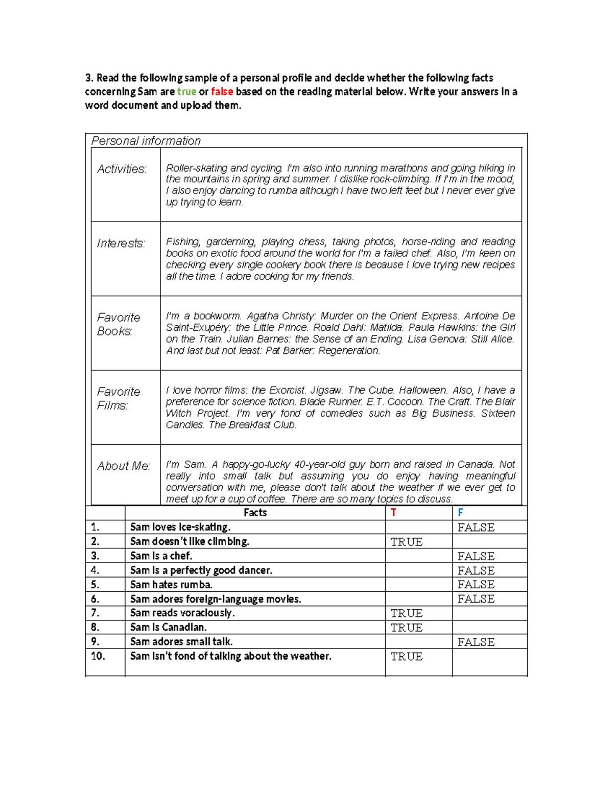 Personal Profile Analysis - Activity D - Studocu