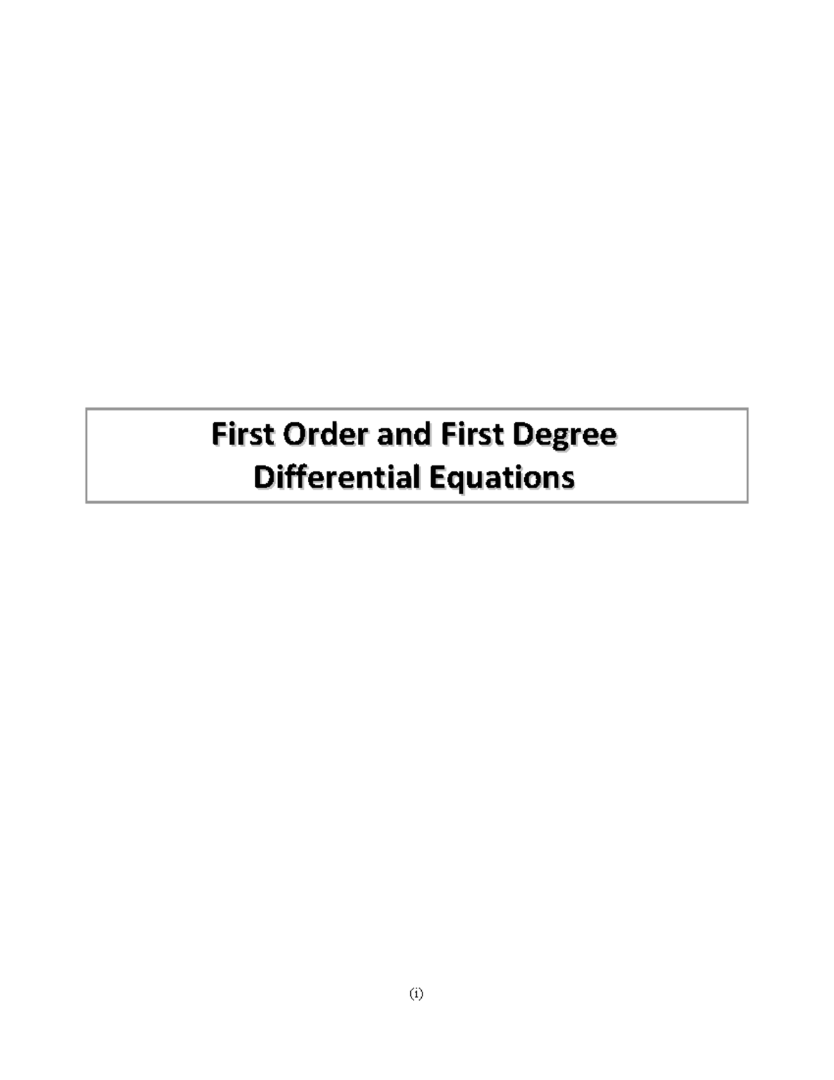 First Order and First Degree Differential Equations - CP - Studocu