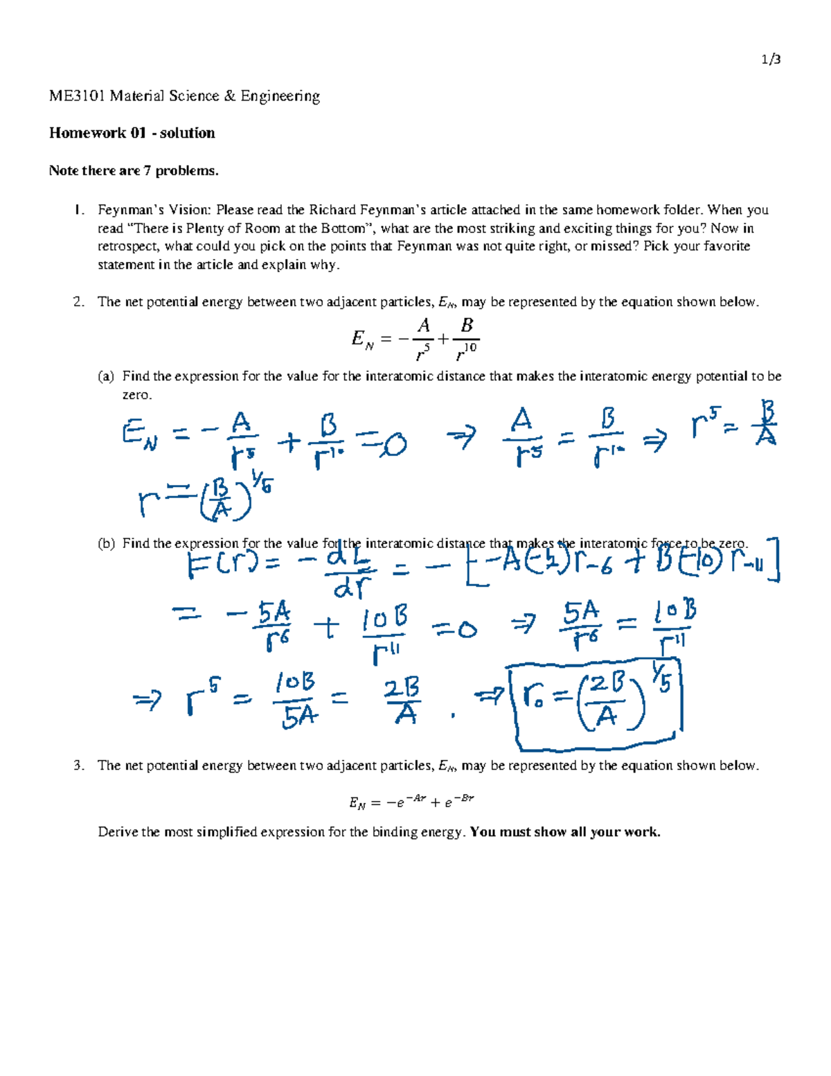 ME3101 HW 01 - Solutions for Chapter 1 Worksheet Problems - Studocu