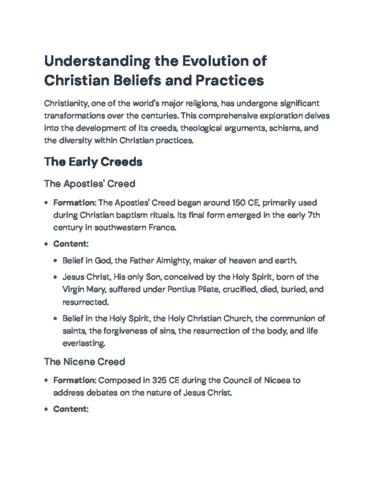 Evolution of Christian Beliefs and Practices - Comprehensive Overview ...