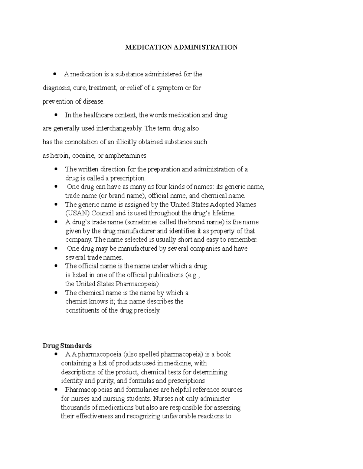 Medication Administration - MEDICATION ADMINISTRATION A medication is a ...