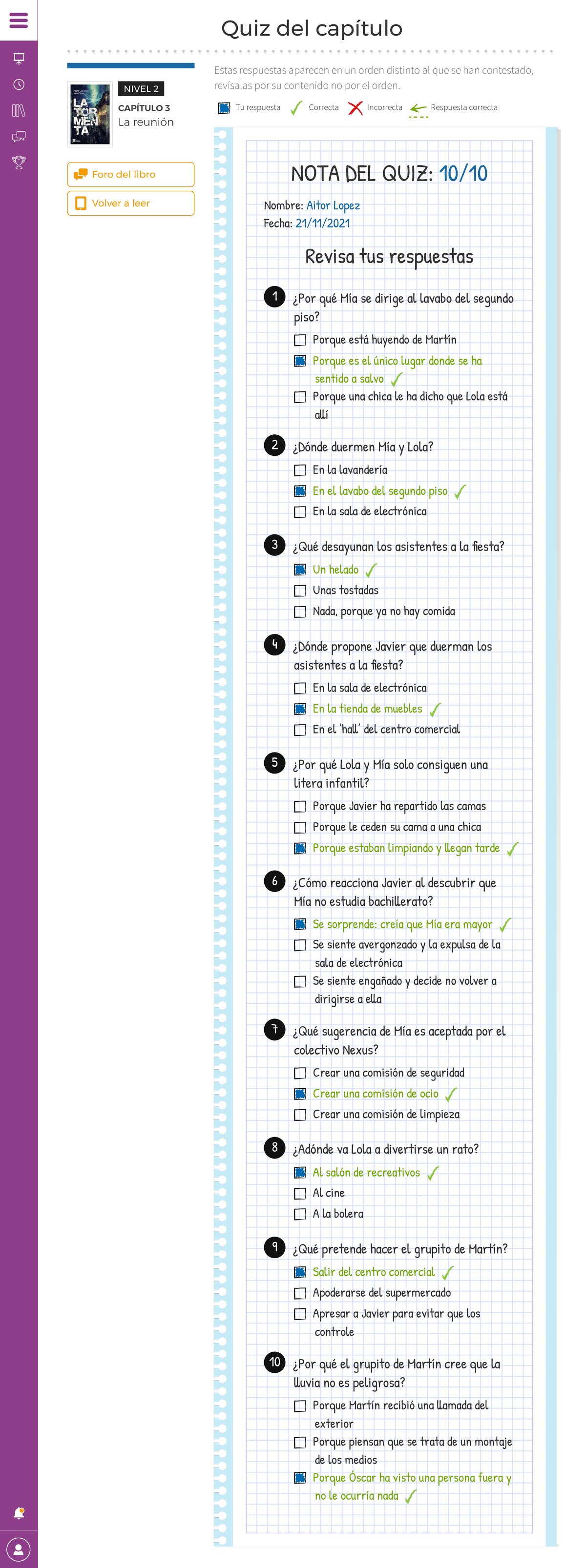 Quiz del capítulo 3: Respuestas correctas e incorrectas - Nivel 2 - Studocu