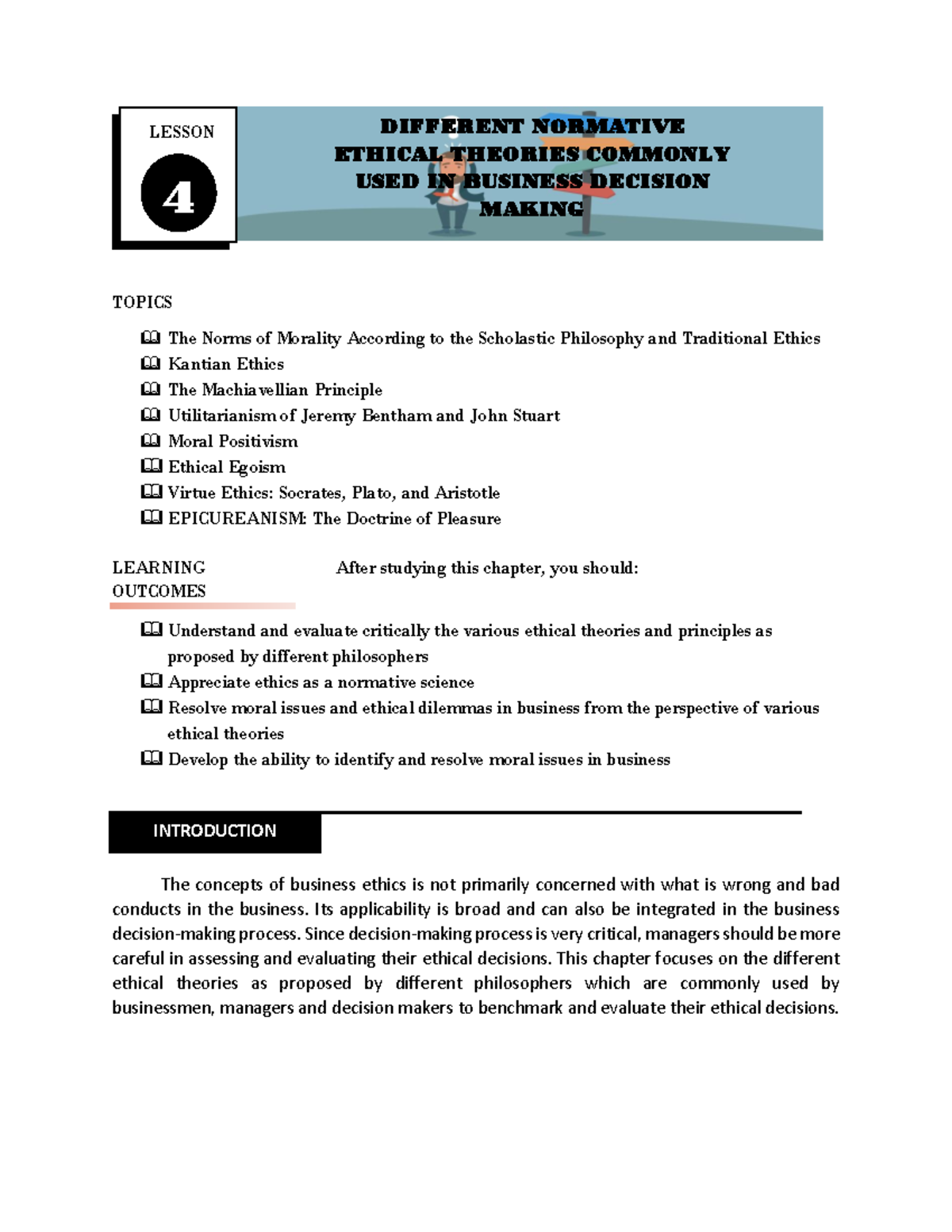 Lesson 4: Normative Ethical Theories in Business Decision Making - Studocu