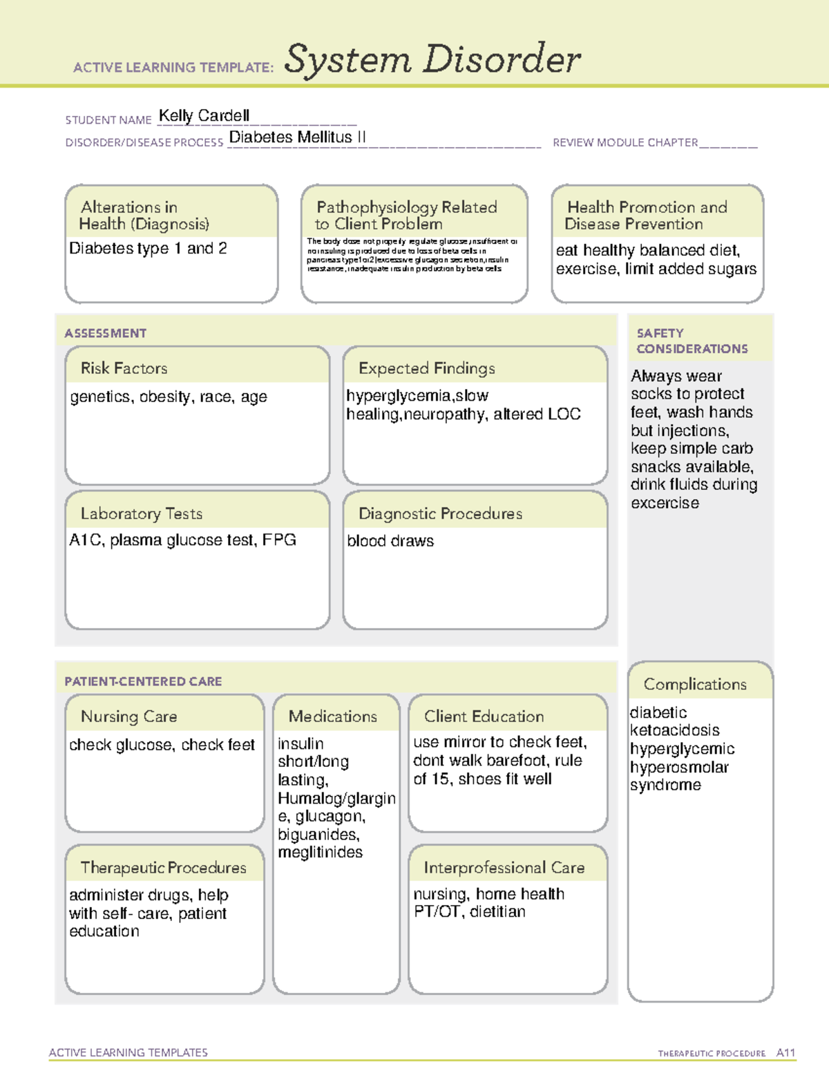 Active Learning Template: Diabetes Mellitus Therapeutic Procedures ...