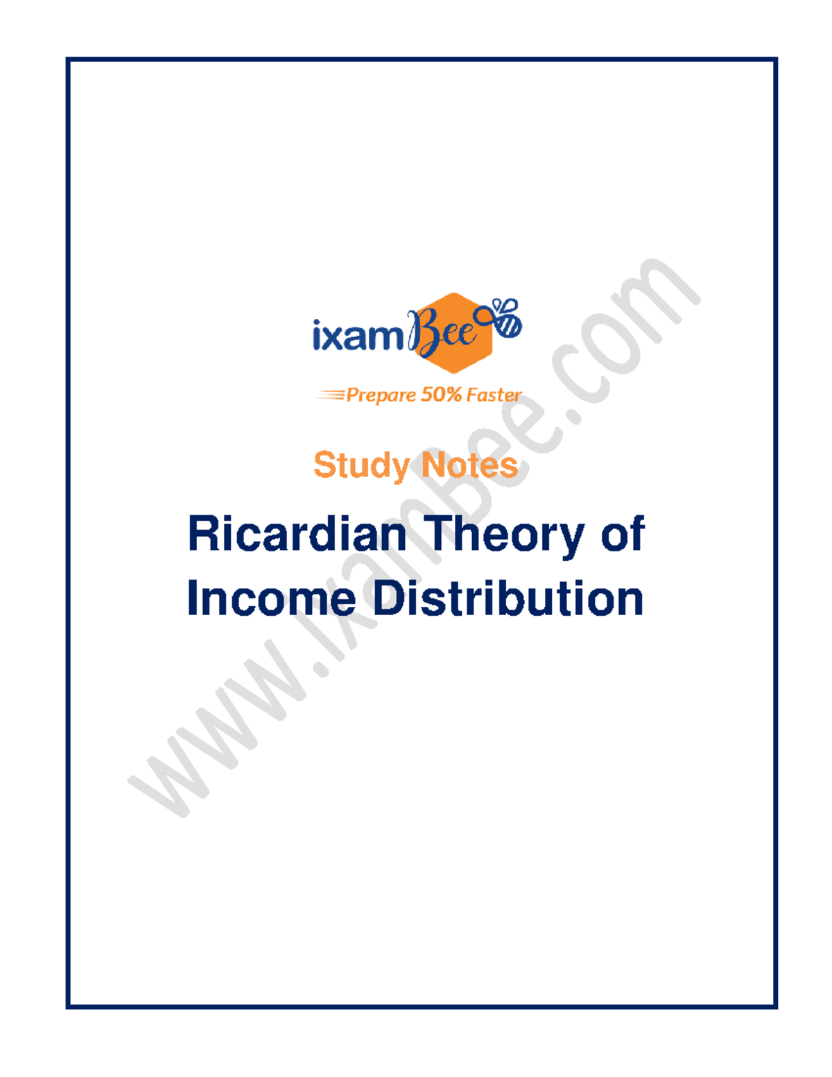 Ricardian Theory of Income Distribution Study Notes (Course Code ...