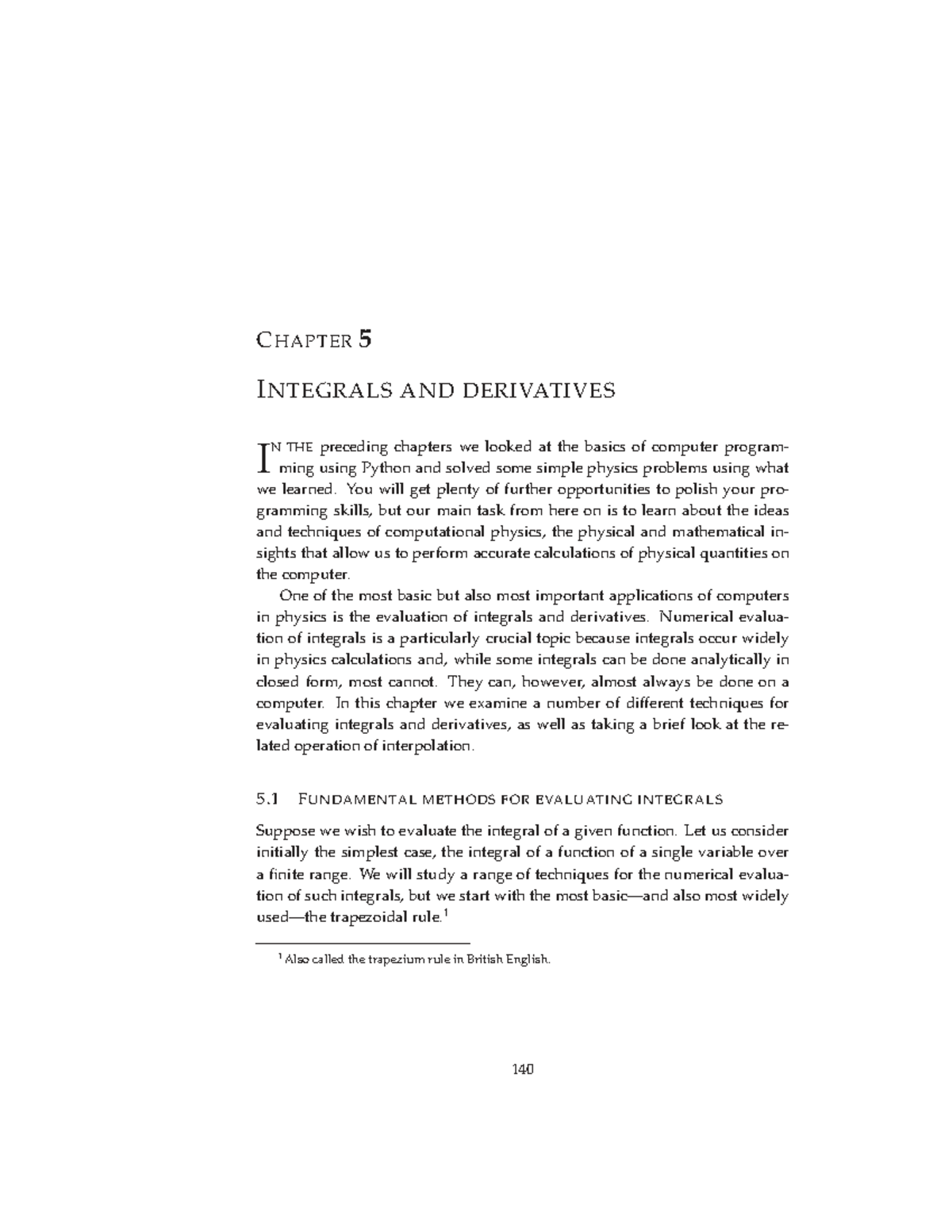 Chapter 5: Integrals and Derivatives in Computational Physics (INT-CP ...
