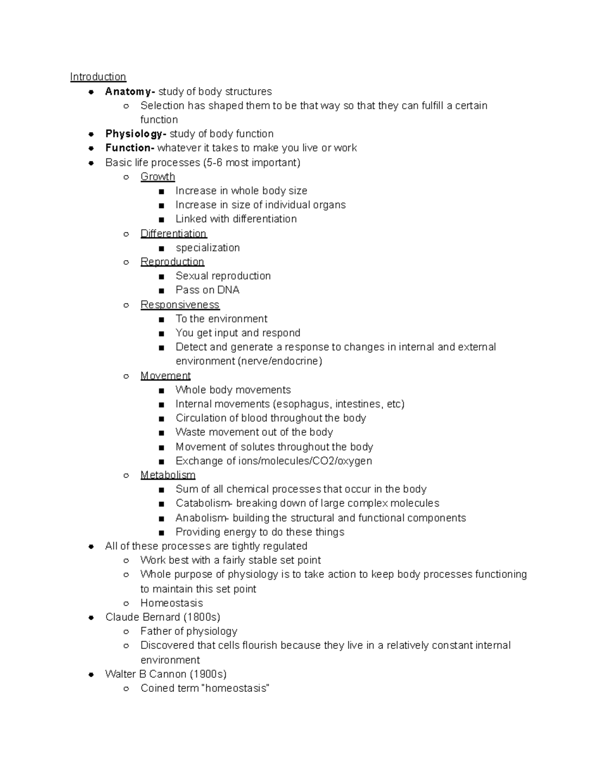 Biomed phys unit 1 - Unit 1 Lecture Notes - Introduction Anatomy- study ...