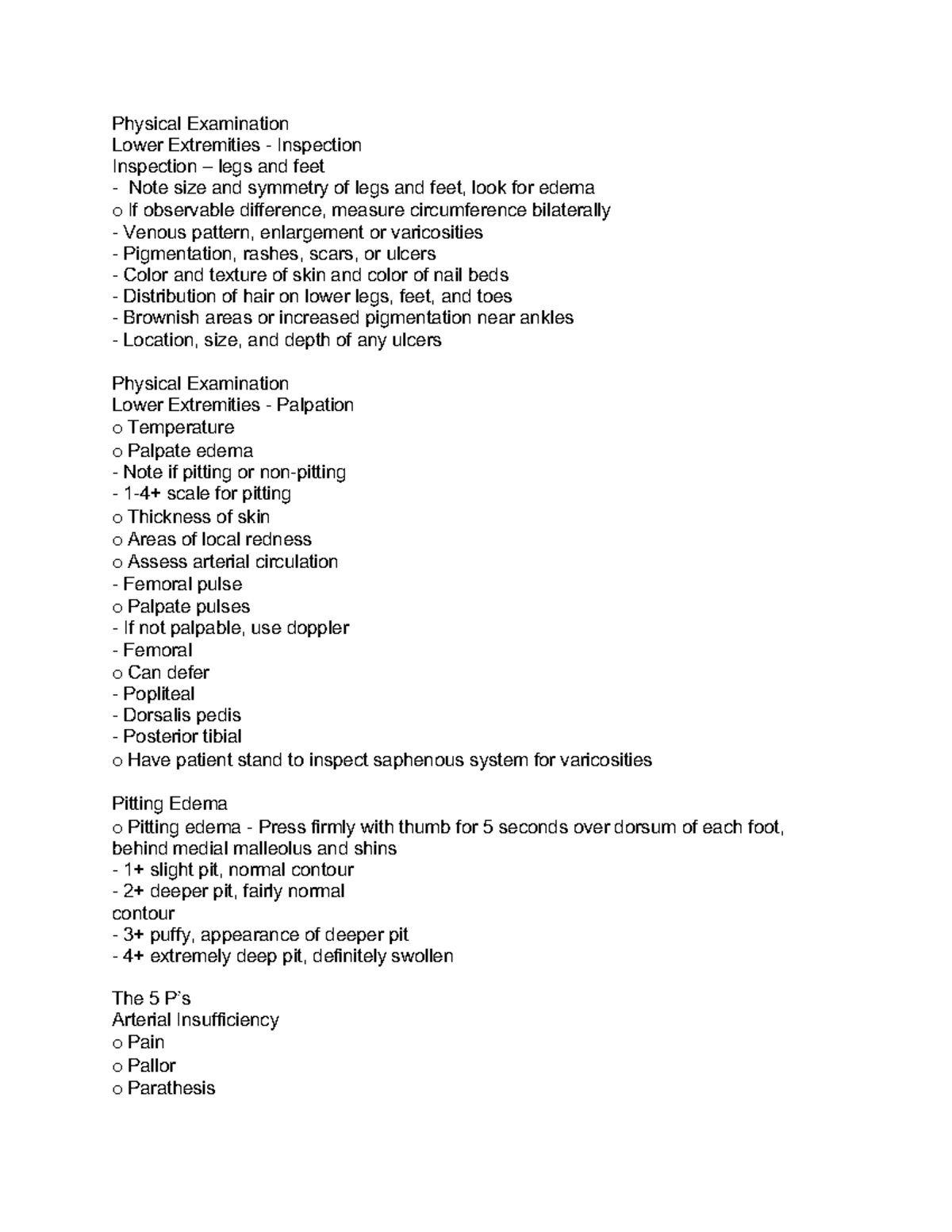 Health Assessment Exam 3: Physical Examination of Lower Extremities ...