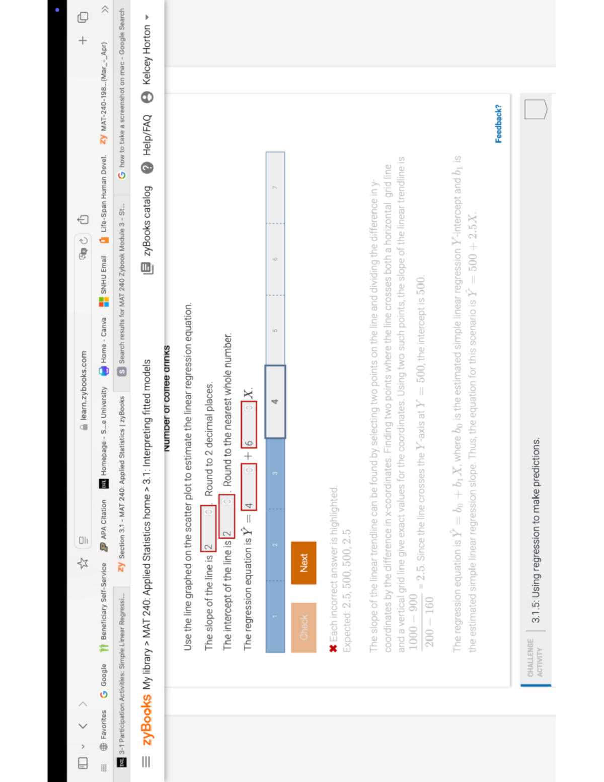 CHALLENGE ACTIVITY: MAT 240 Linear Regression Equation & Best Fit - Studocu