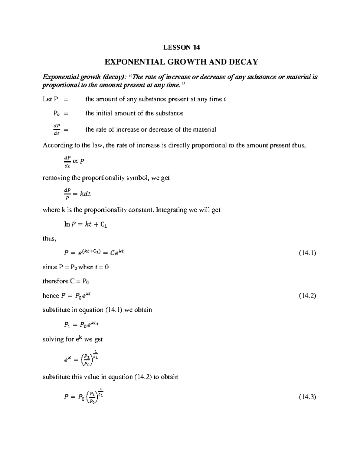 Differential Equations: Applications of Exponential Growth & Decay ...