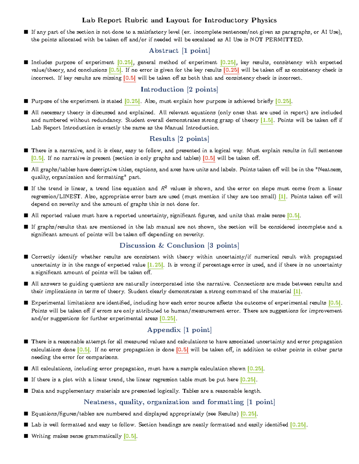 PHY Lab Report Rubric: Guidelines for Introductory Physics - Studocu