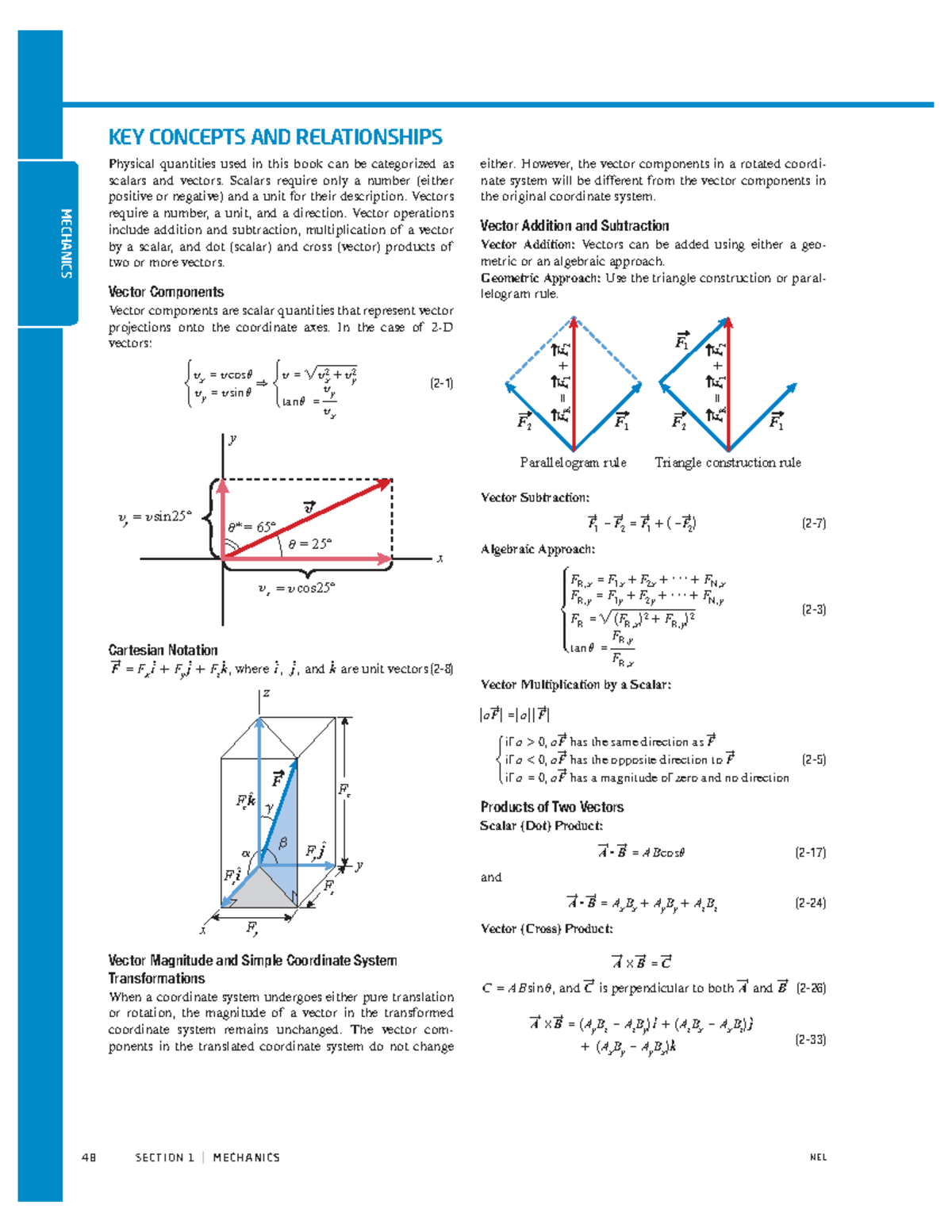 Ch02 Mechanics Summary: Key Concepts on Vector Components - Studocu