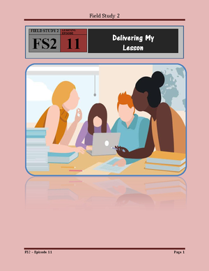 FS2 Episode 11 - Delivering my lessons - Kenneth H. Nesperos BSEd English-IV FIELD STUDY 1 FS 2 ...