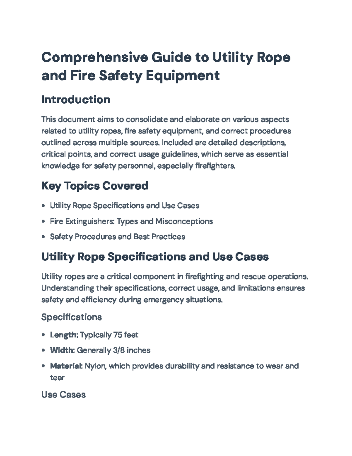 Comprehensive Guide on Utility Ropes and Fire Safety Equipment ...