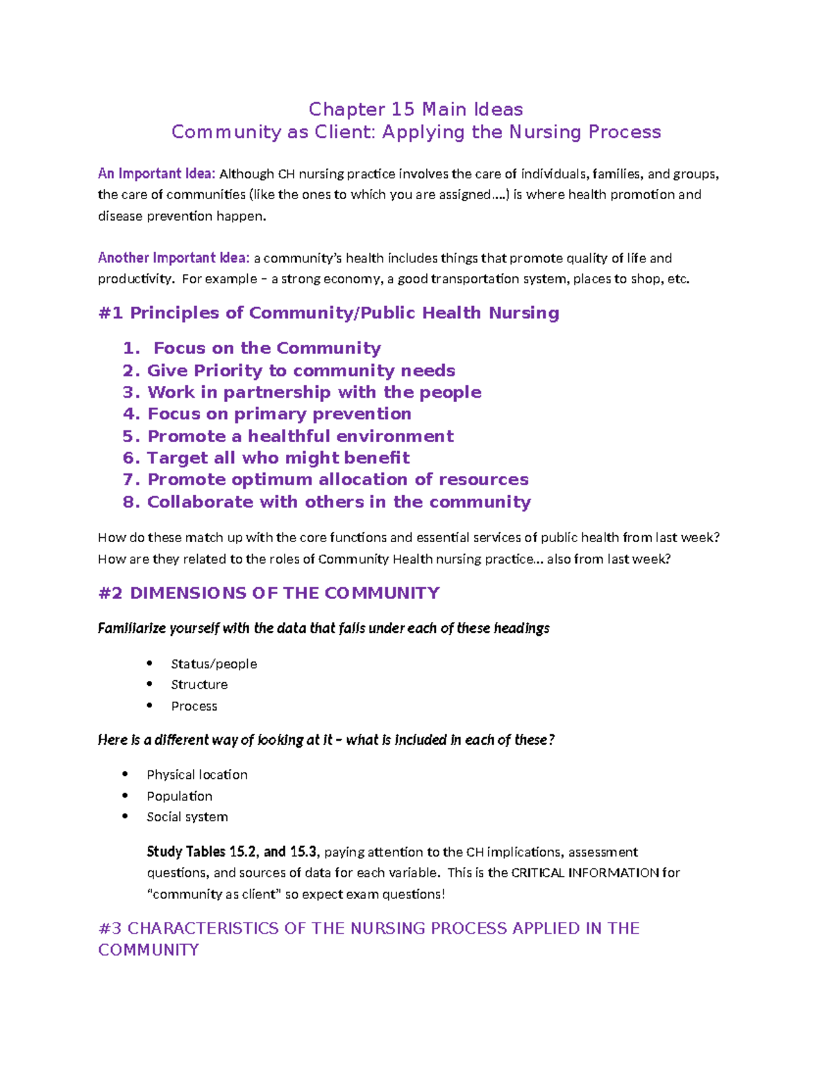 Chapter 15: Community Nursing Process & Health Promotion (CH Nursing ...