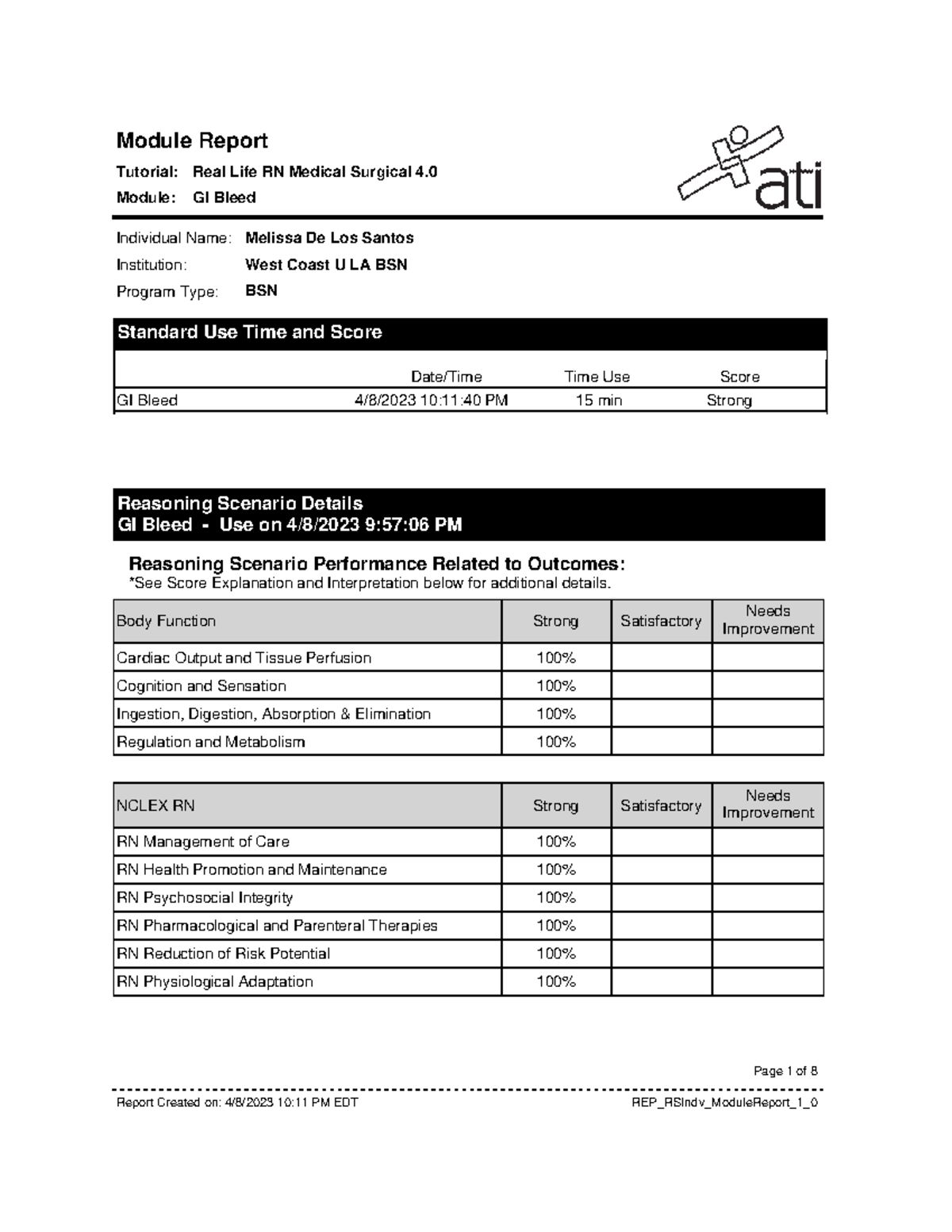GI Bleed Module Report - RN Medical Surgical Scenario Analysis - Studocu