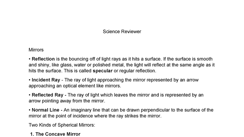 Science Reviewer: Reflection, Mirrors, Motors & Generators Concepts ...