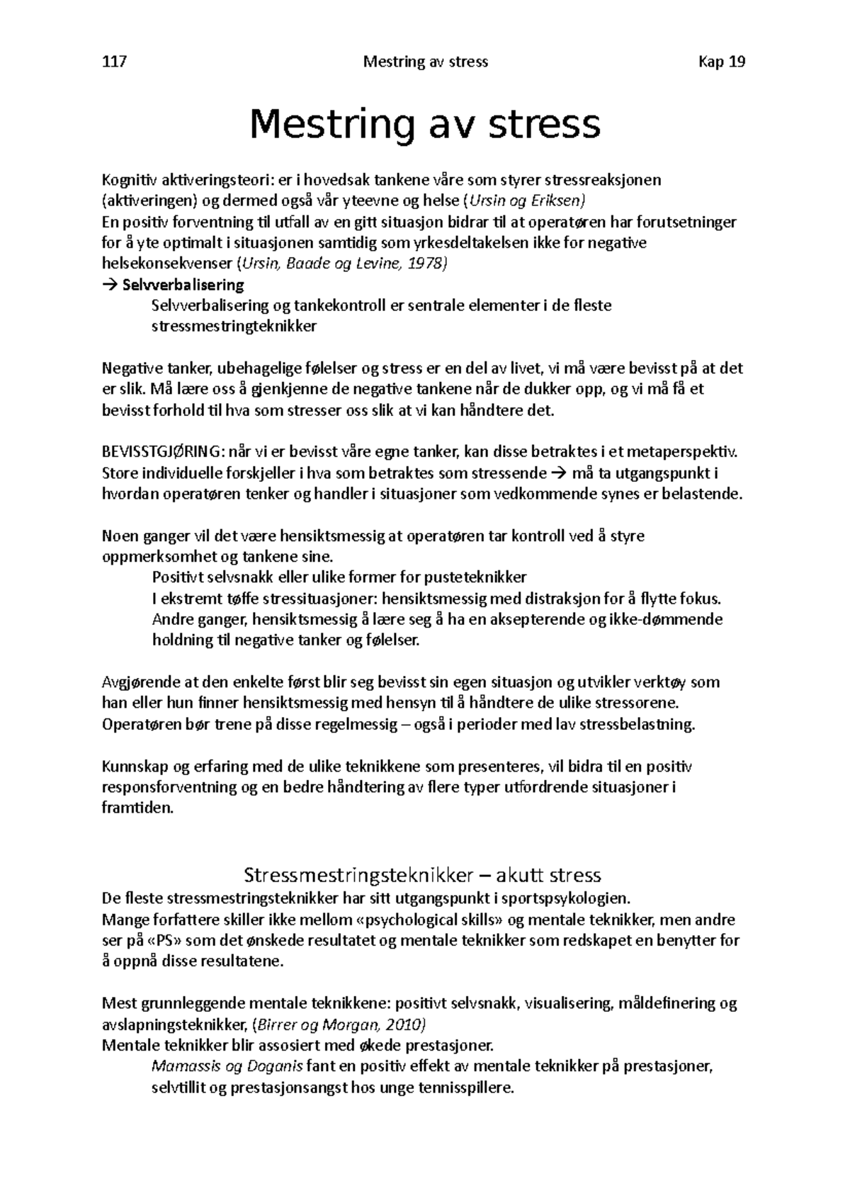 Mestring av stress - Sammendrag Psykologiens forskningsmetoder ...