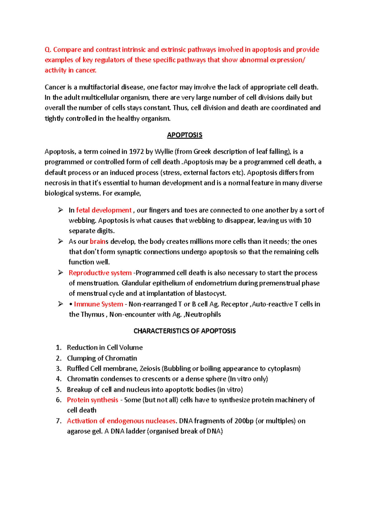 Intrinsic AND Extrinsic Pathways - Q. Compare and contrast intrinsic ...