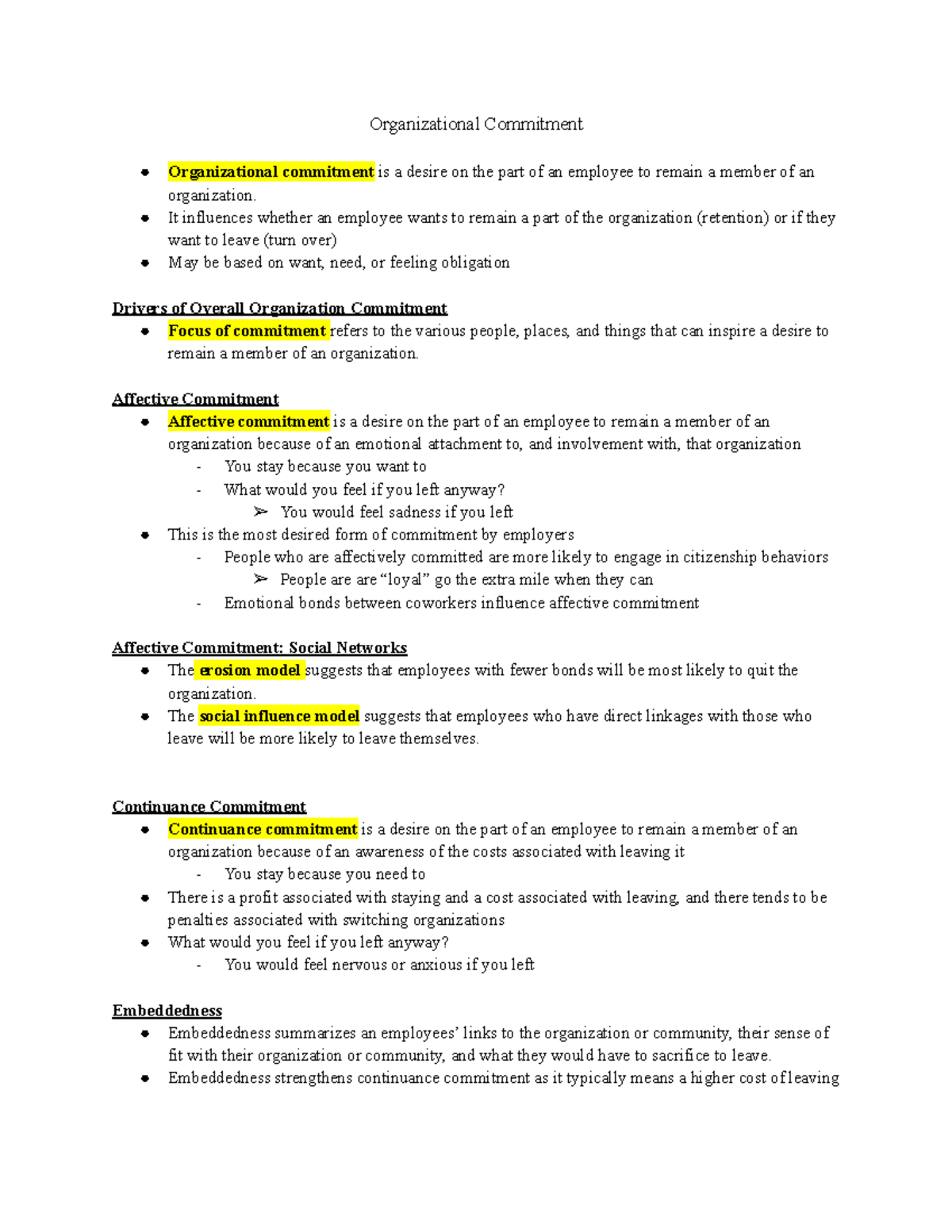 Organizational Commitment: Understanding Types & Influences - Studocu