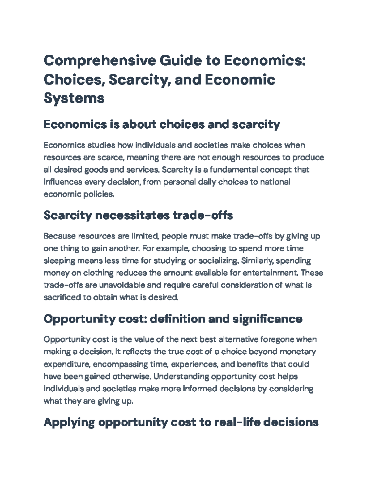 Comprehensive Guide to Economics: Choices, Scarcity & Systems - Studocu
