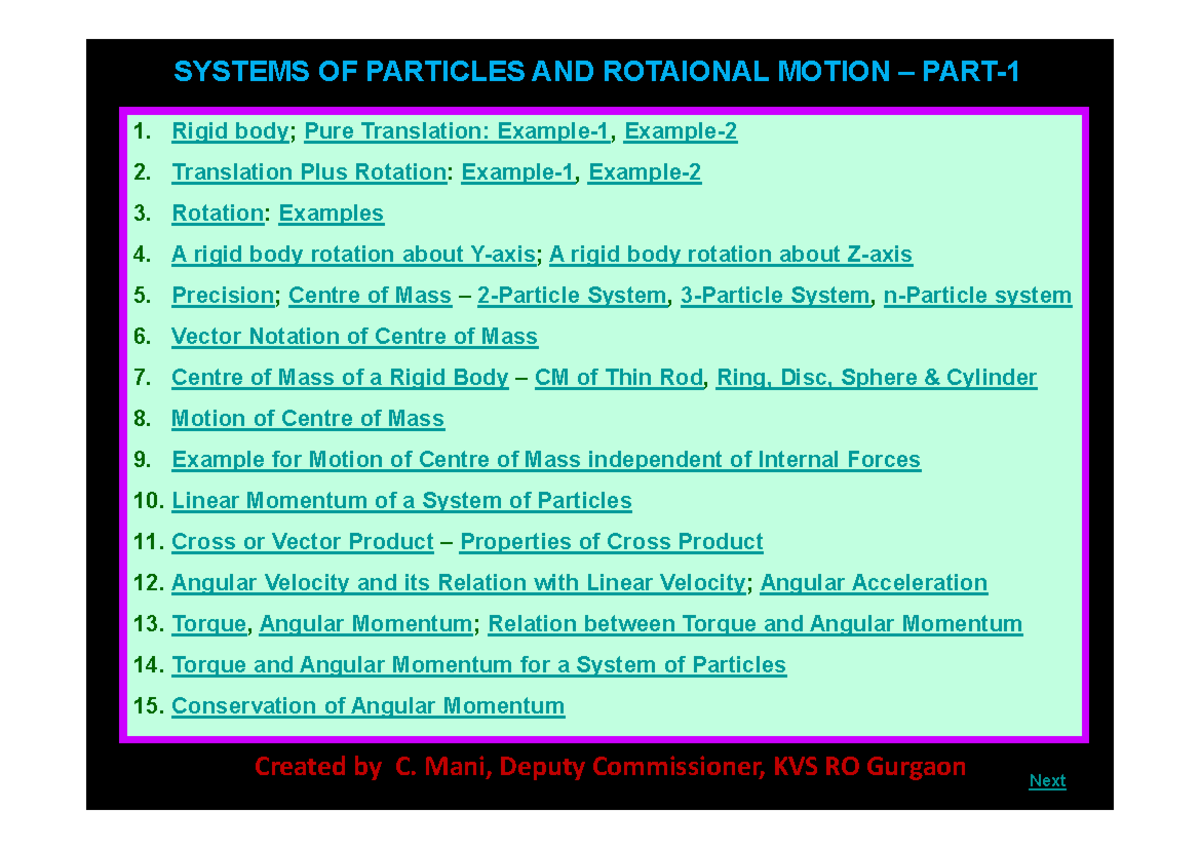 Ch-6: Systems of Particles and Rotational Motion Overview - Studocu