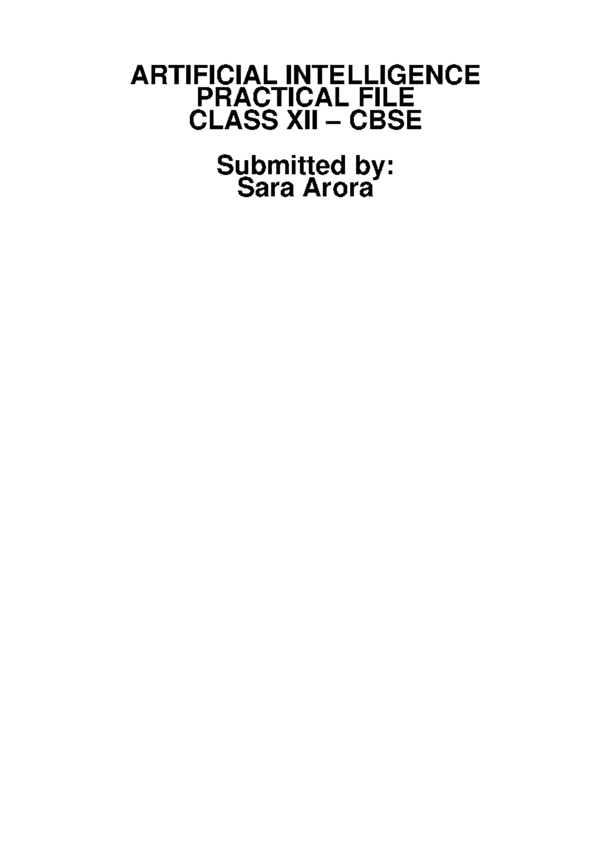 AI Practical File Class XII CBSE: Python Projects & Experiments - Studocu