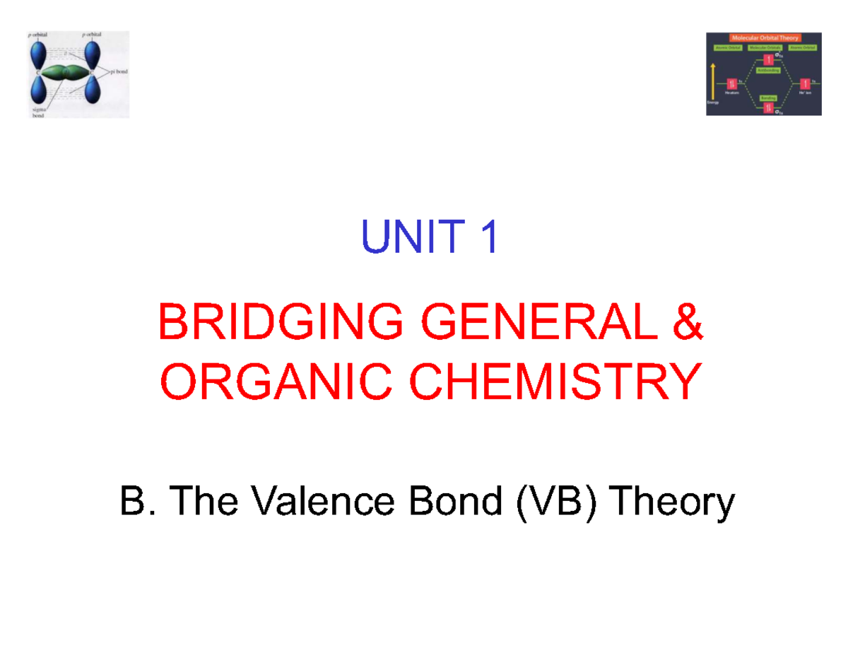 Bridging General & Organic Chemistry: VB Theory Overview - Studocu