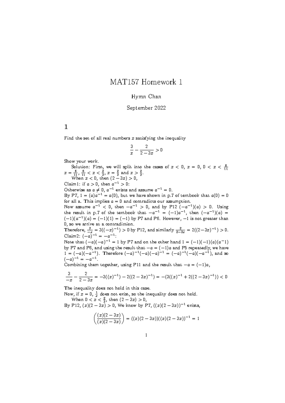 MAT157 Homework 1 - Solved Problems from the First Set - Studocu