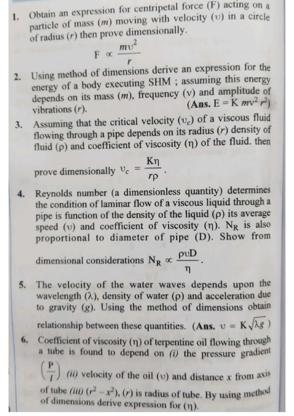 Physics 202: Dimensional Analysis of Forces and Fluid Dynamics - Studocu