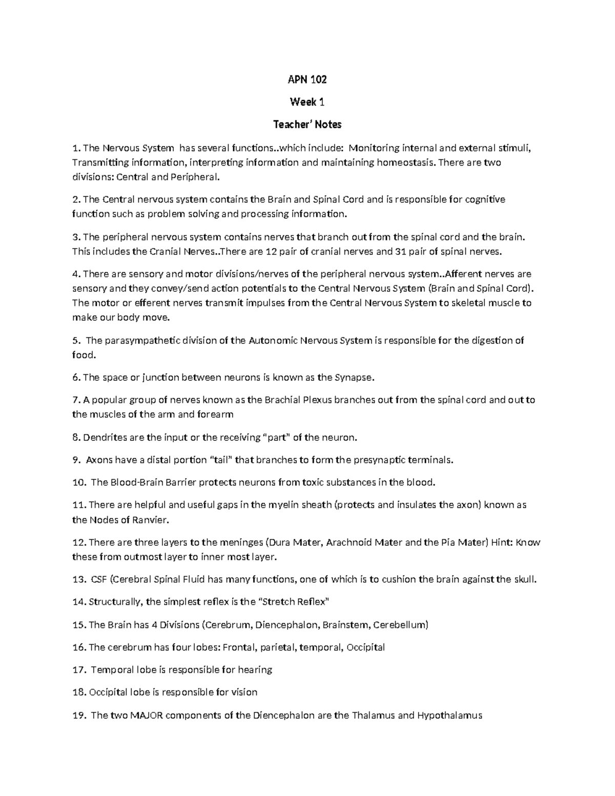 Nervous System Teacher Notes Week 1-82c6d058-c6aa-4c3d-b5a3 ...