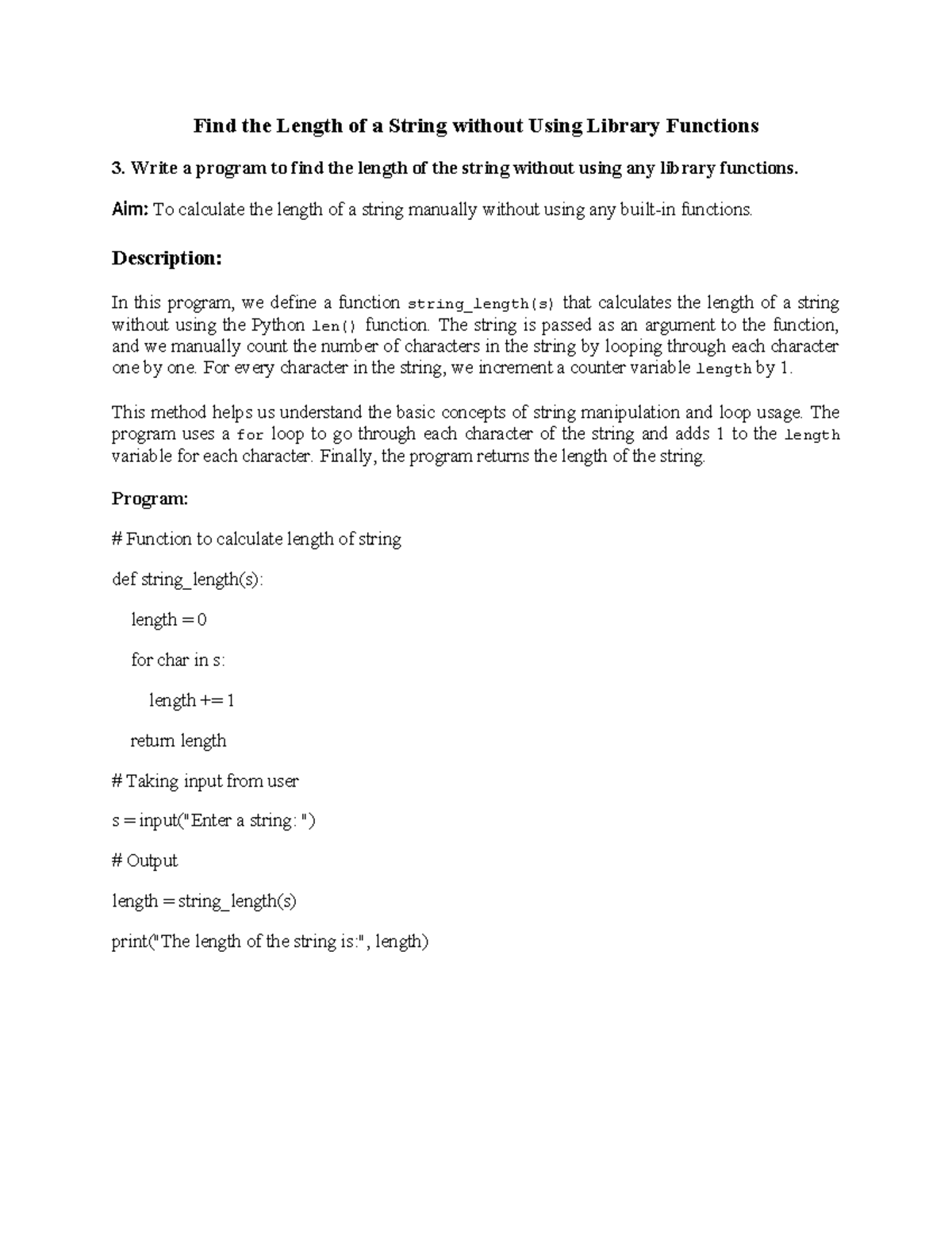 String Length & Substring Check Program (CS 3,4) - Studocu