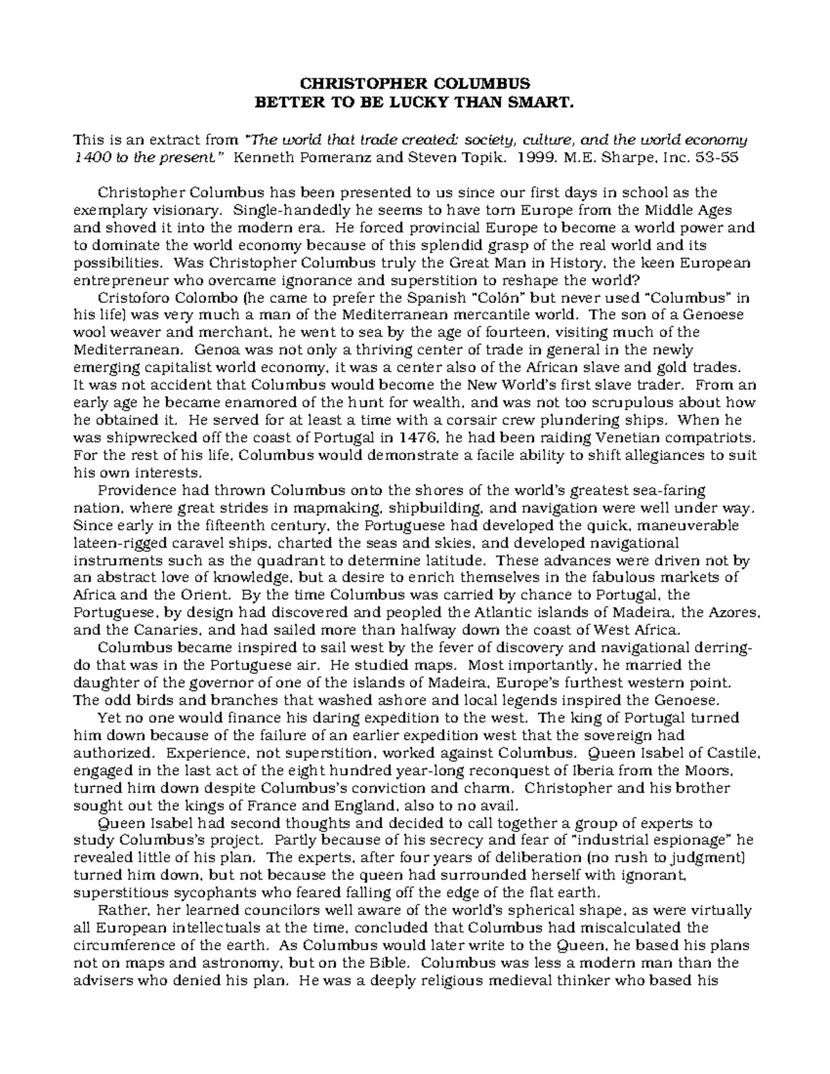 Christopher Columbus: Miscalculations and Overlooked Realities ...