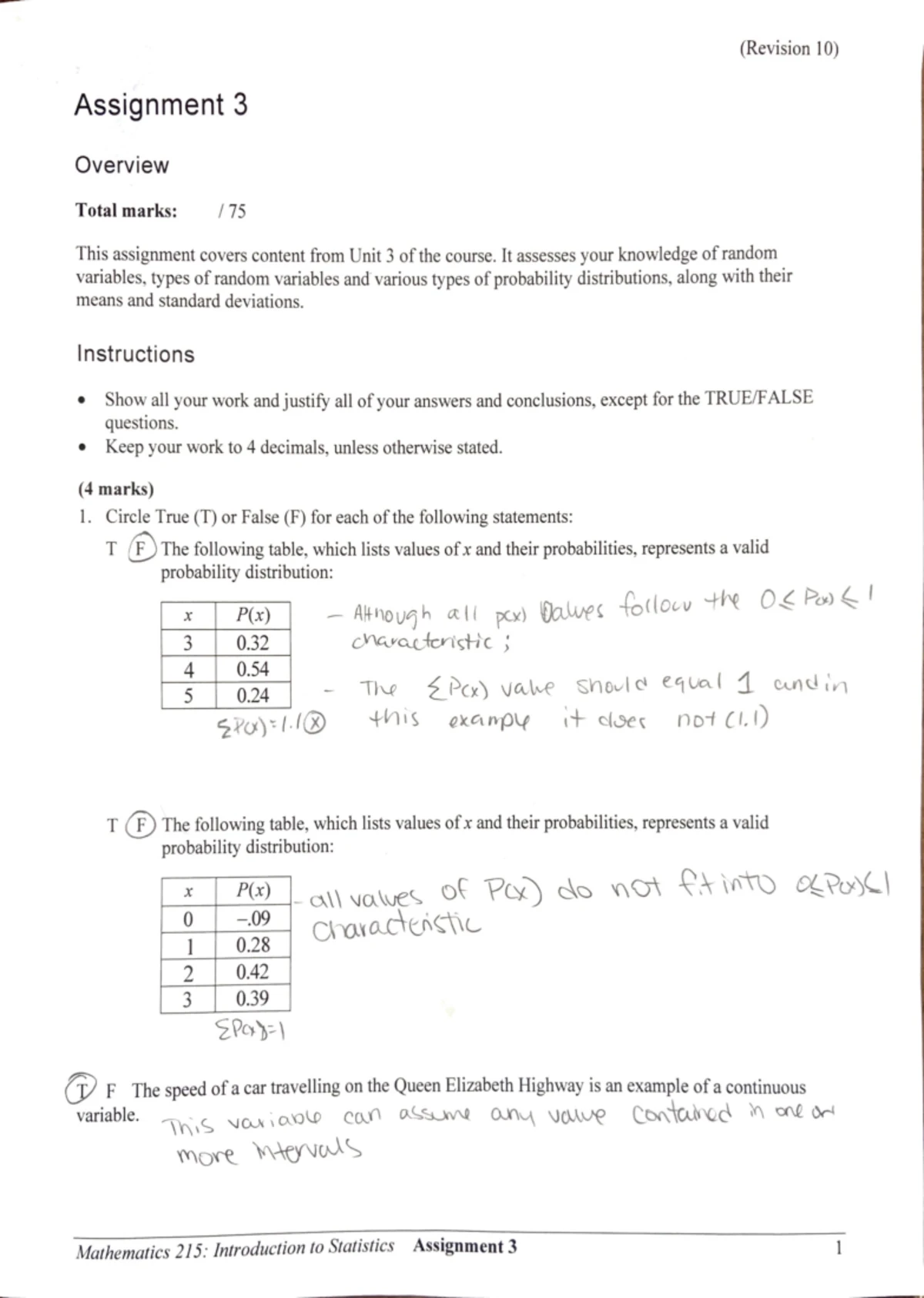 MATH 215 Assignment 1 marked - (Revision 10) Assignment 1 Overview ...