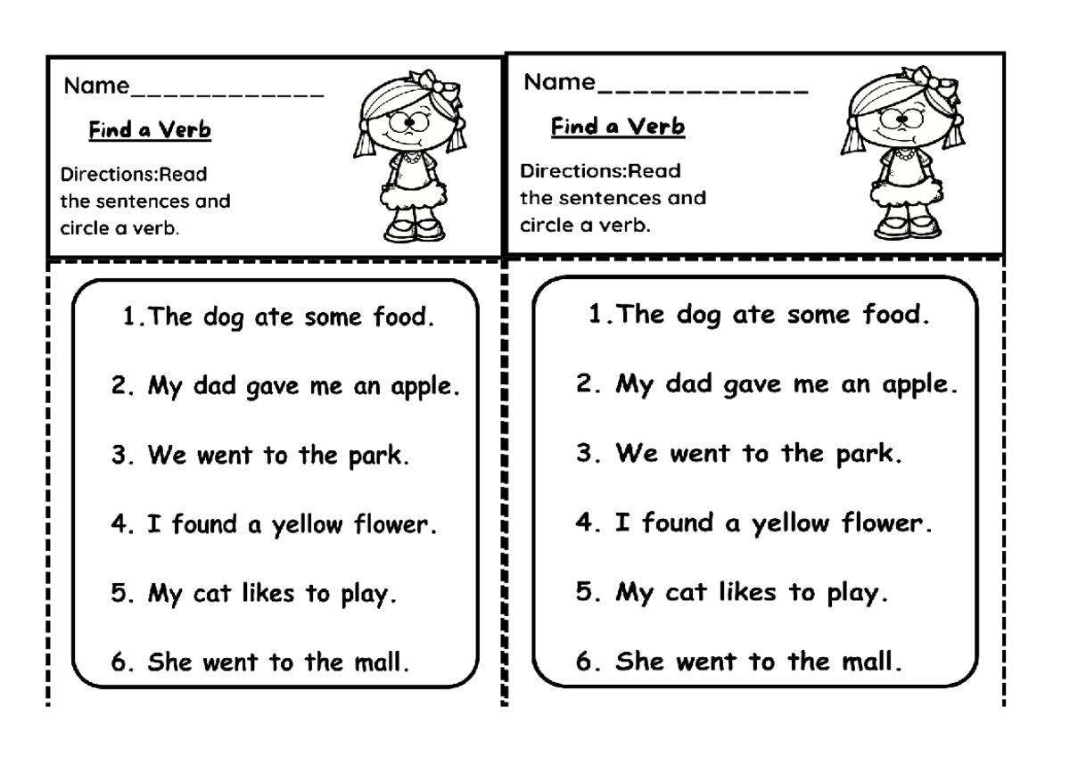 Worksheet - Find a Verb Activity - Studocu