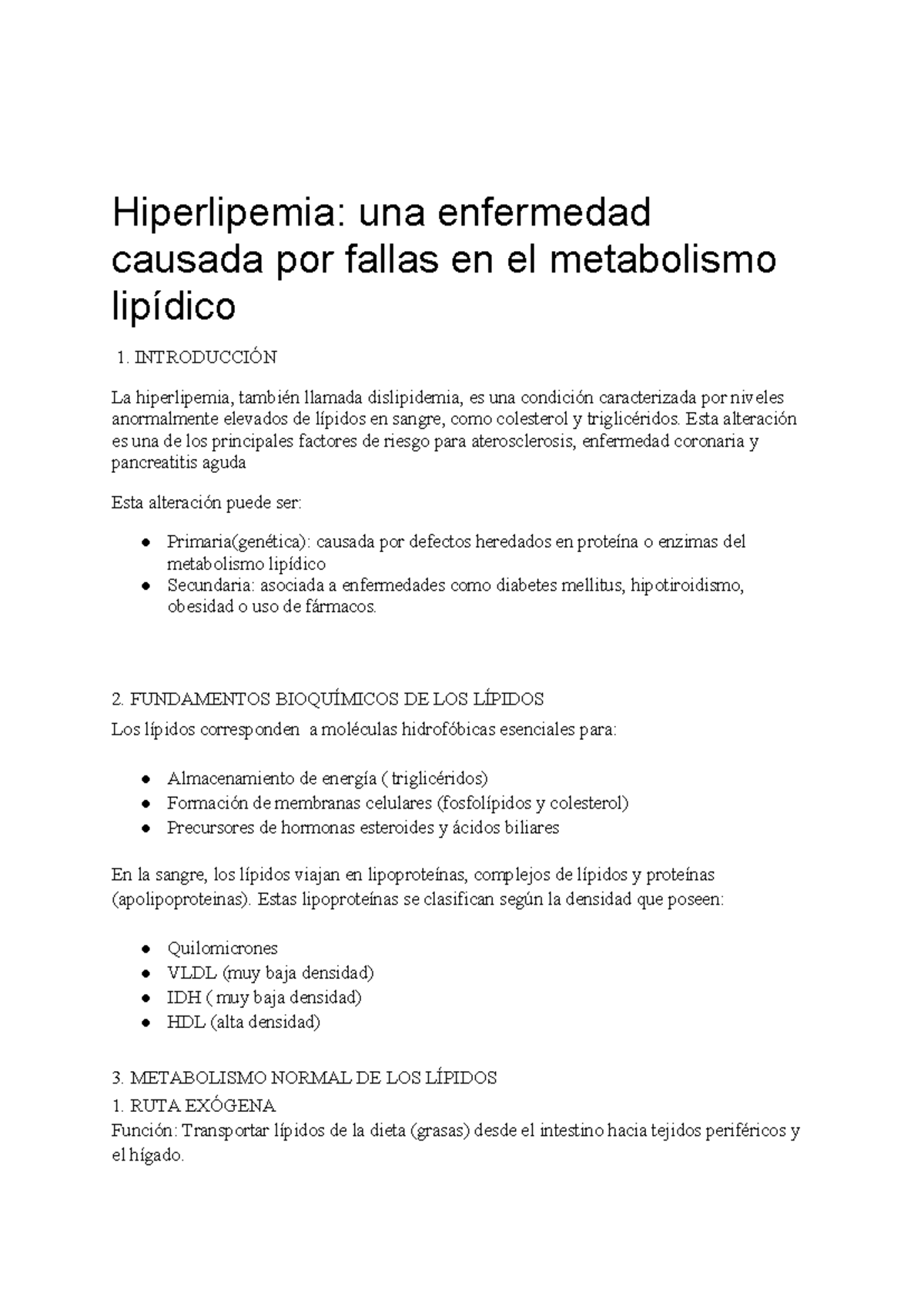 Hiperlipemia y Metabolismo Lipídico: Fundamentos y Diagnóstico - Studocu